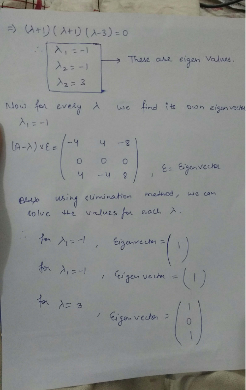Solved A = [-5 4 -8 0 -1 0 4 -4 7] To find eigen values, | Chegg.com