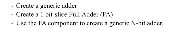 Solved Create a generic adder Create a 1 bit-slice Full | Chegg.com