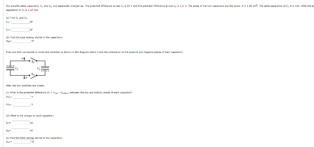 Solved Two parallel-plate capacitors, C1 and C2, are | Chegg.com