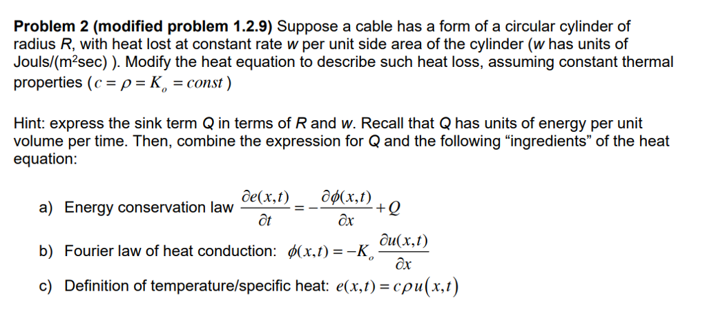 Solved Problem 2 (modified problem 1.2.9) Suppose a cable | Chegg.com
