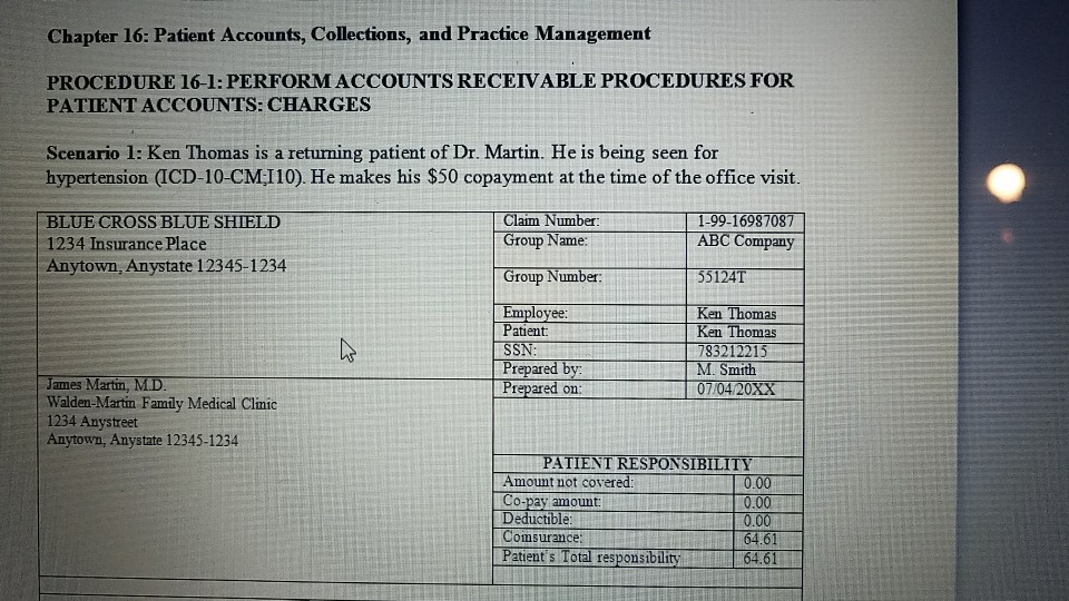 Chapter 16: Patient Accounts, Collections, and | Chegg.com