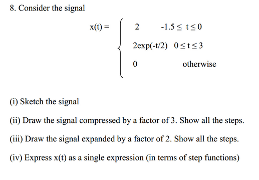 Solved Consider the signal Sketch the signal Draw the signal | Chegg.com
