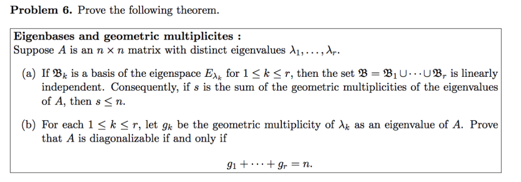 Solved Problem 6. Prove the following theorem Eigenbases and | Chegg.com