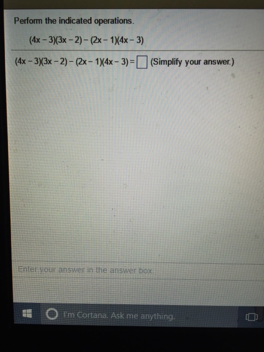 Solved Perform the indicated operations. (4x - 3)(3X - | Chegg.com