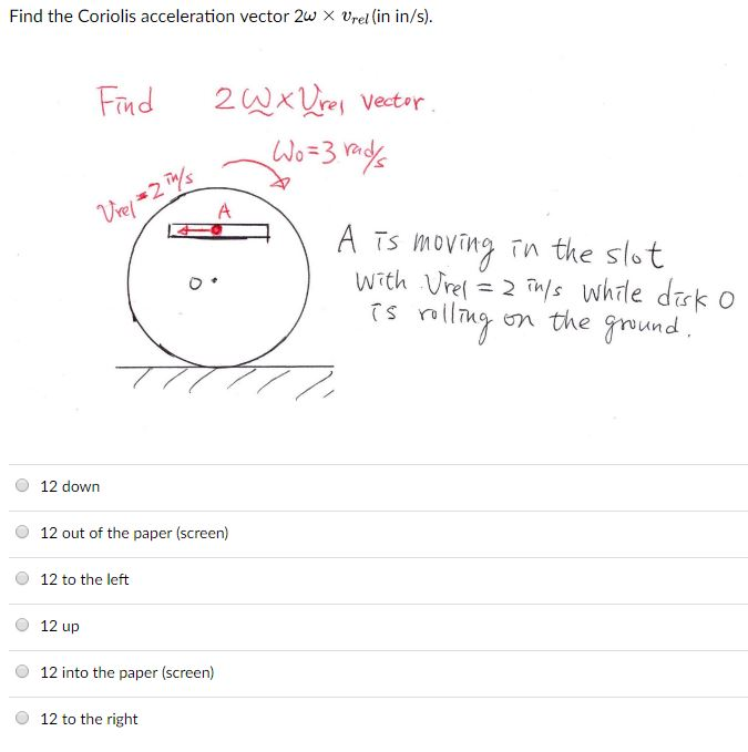 Solved Find the Coriolis acceleration vector 2 omega times | Chegg.com