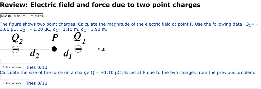 Solved Review: Electric field and force due to two point | Chegg.com