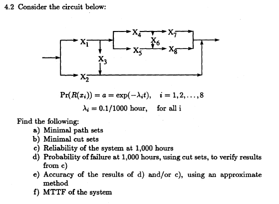 Solved Consider the circuit below: Pr(R(x_i))=a=exp(-lambda | Chegg.com