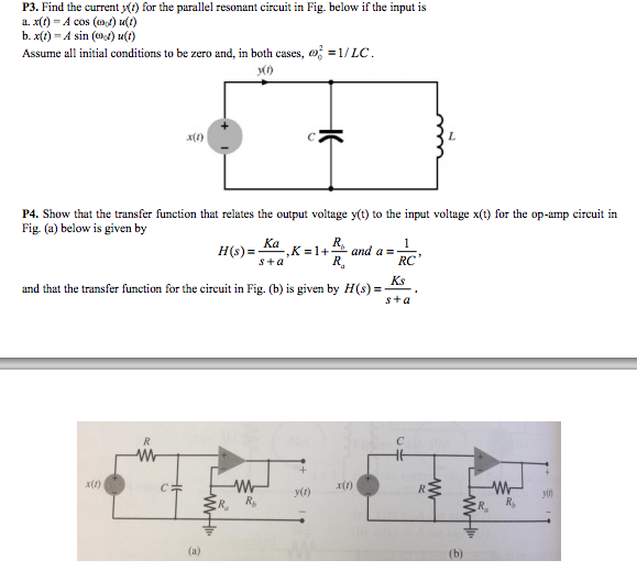 Solved P3. Find the current y(t) for the parallel resonant | Chegg.com