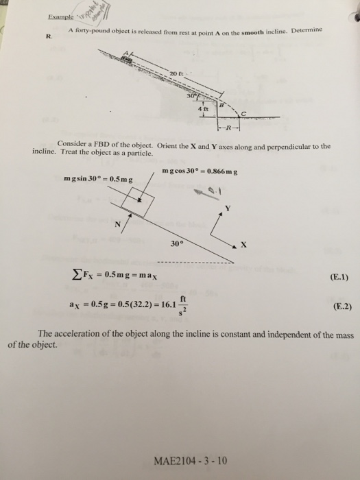 Solved Example A forty-pound object is released from rest at | Chegg.com