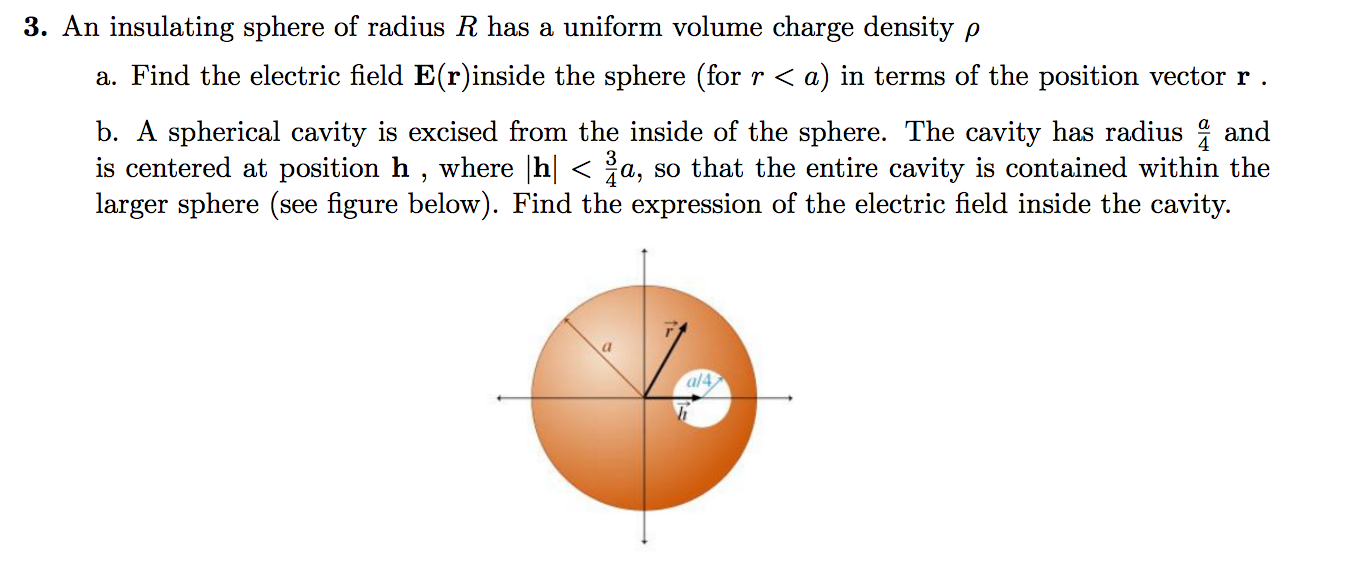 Solved An insulating sphere of radius R has a uniform volume | Chegg.com