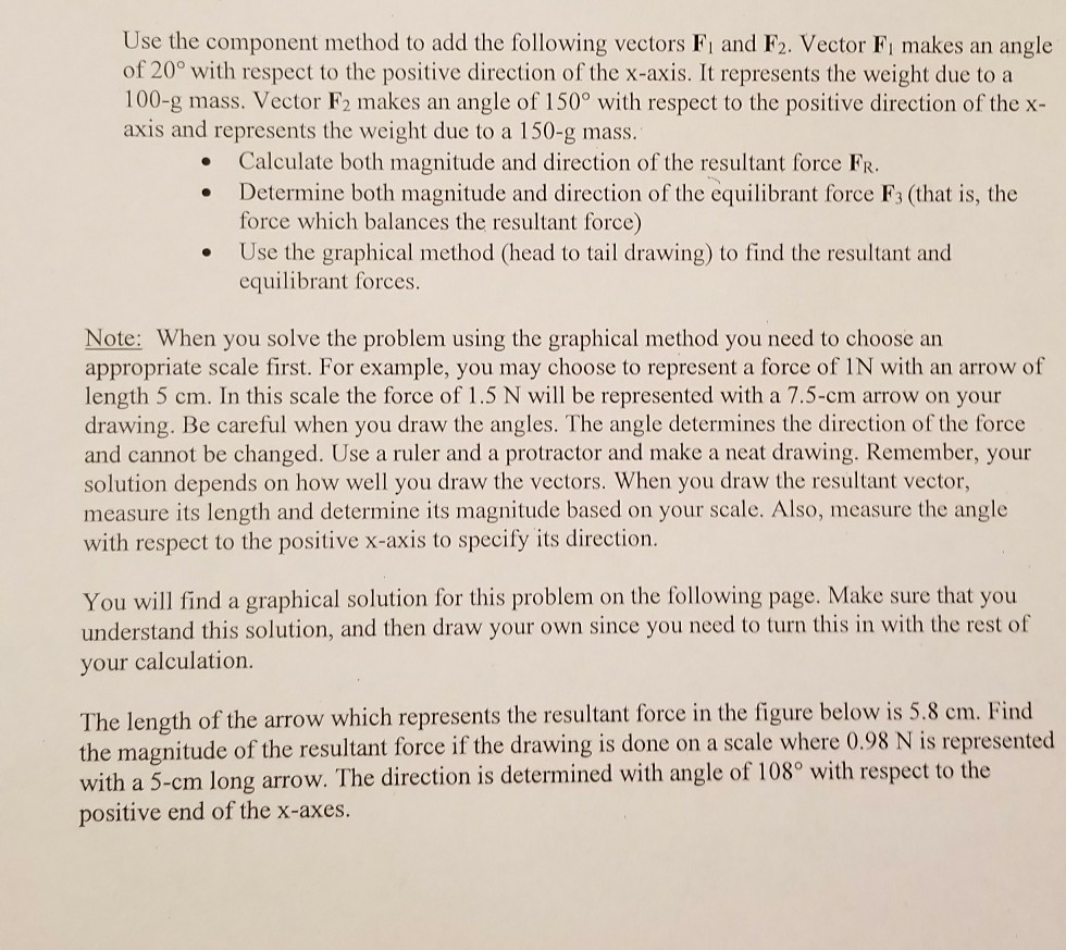 Solved Use the component method to add the following vectors | Chegg.com