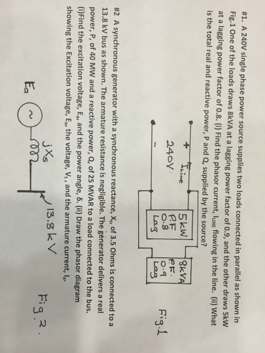 Solved A 240V single phase power source supplies two loads | Chegg.com
