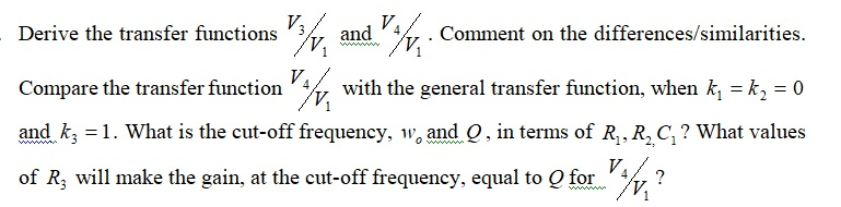 Solved Derive the transfer functions y and." v, Comment on | Chegg.com