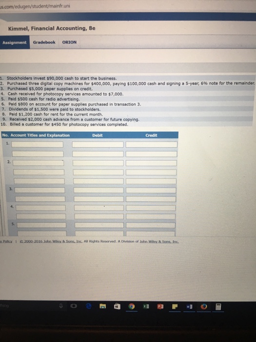 Solved Stockholders invest $90,000 cash to start the | Chegg.com