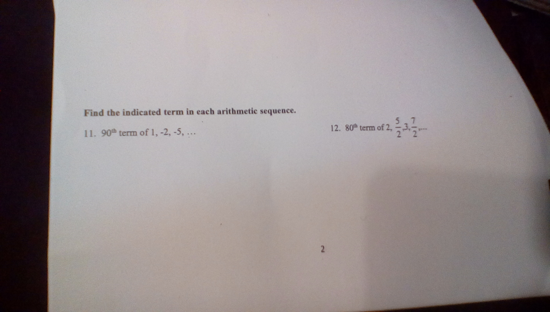 Solved Find the indicated term in each arithmetic sequence. | Chegg.com