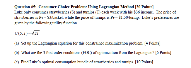Solved Consumer Choice Problem: Using Lagrangian Method | Chegg.com