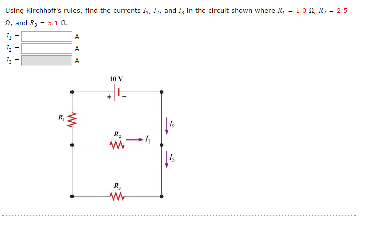Solved Using Kirchhoff's rules, find the currents I1, I2, | Chegg.com
