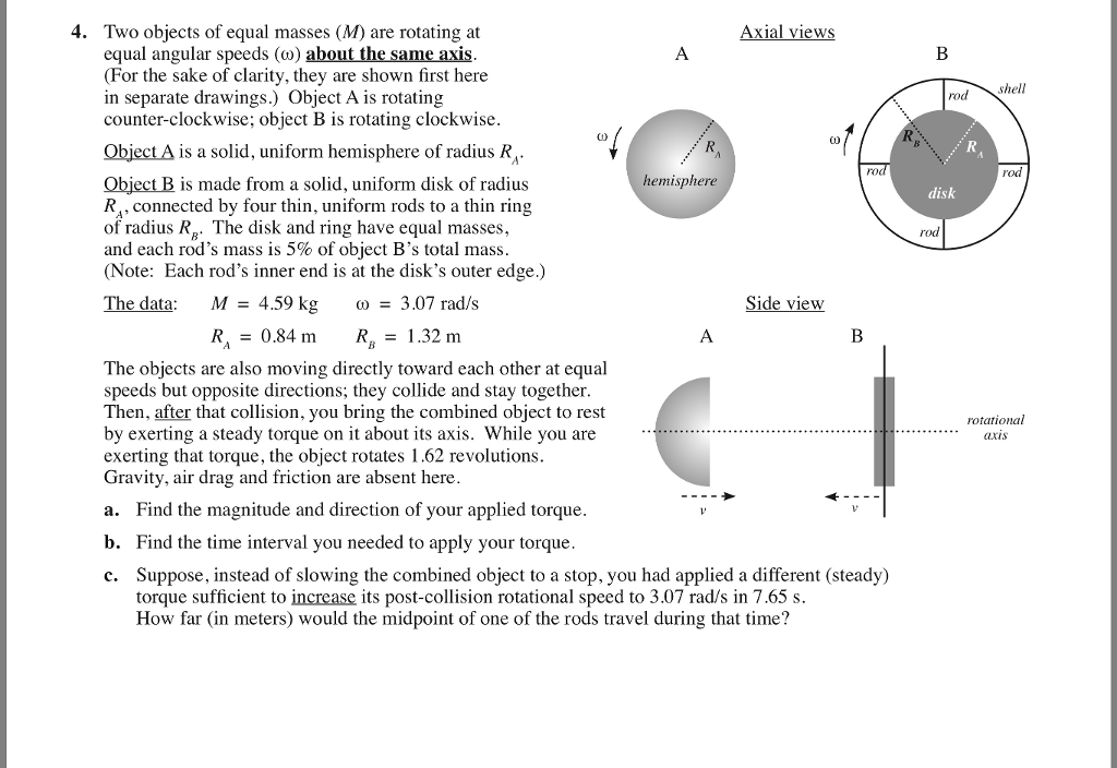 Solved: Two Objects Of Equal Masses (M) Are Rotating At Eq... | Chegg.com