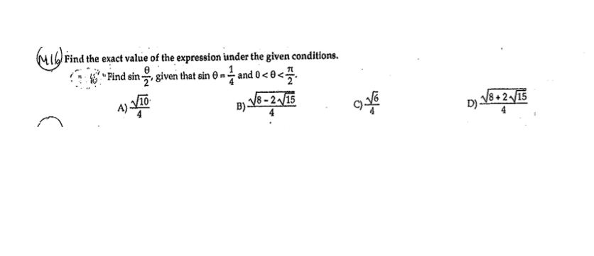 Solved Find the exact value of the expression under the | Chegg.com
