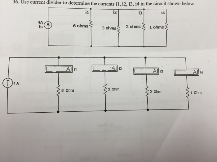 Solved Use current divider to determine the currents i1, i2, | Chegg.com