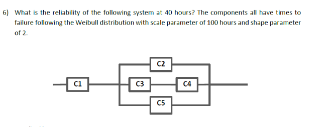 Solved 6) What is the reliability of the following system at | Chegg.com