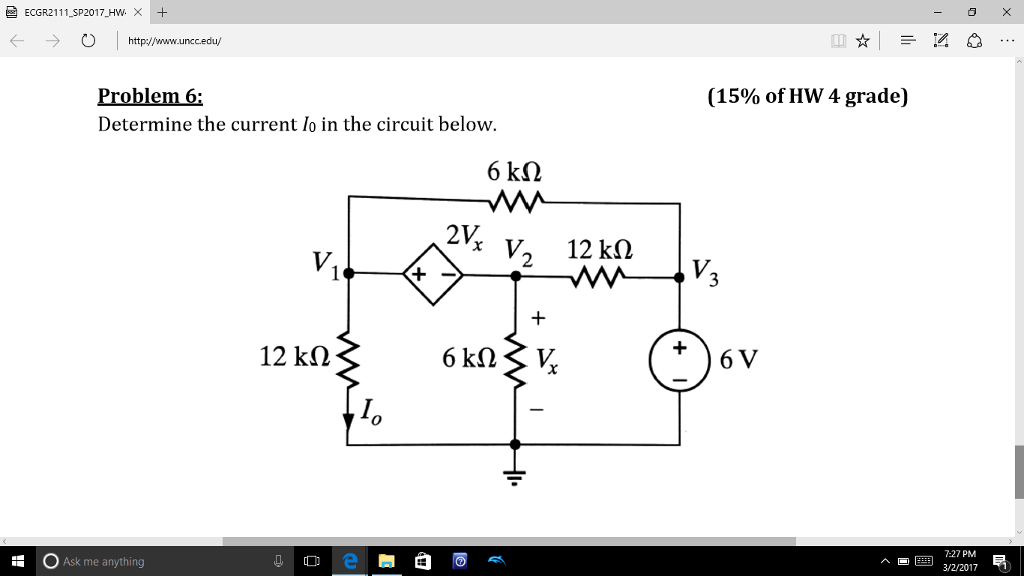 Solved Determine the current I_o in the circuit below. | Chegg.com