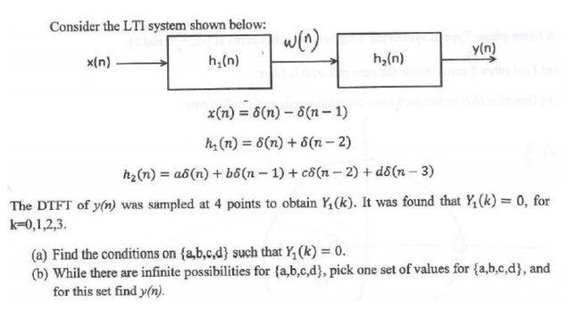 Solved Consider the LTI system shown below: wn) y(n) x(n)h, | Chegg.com