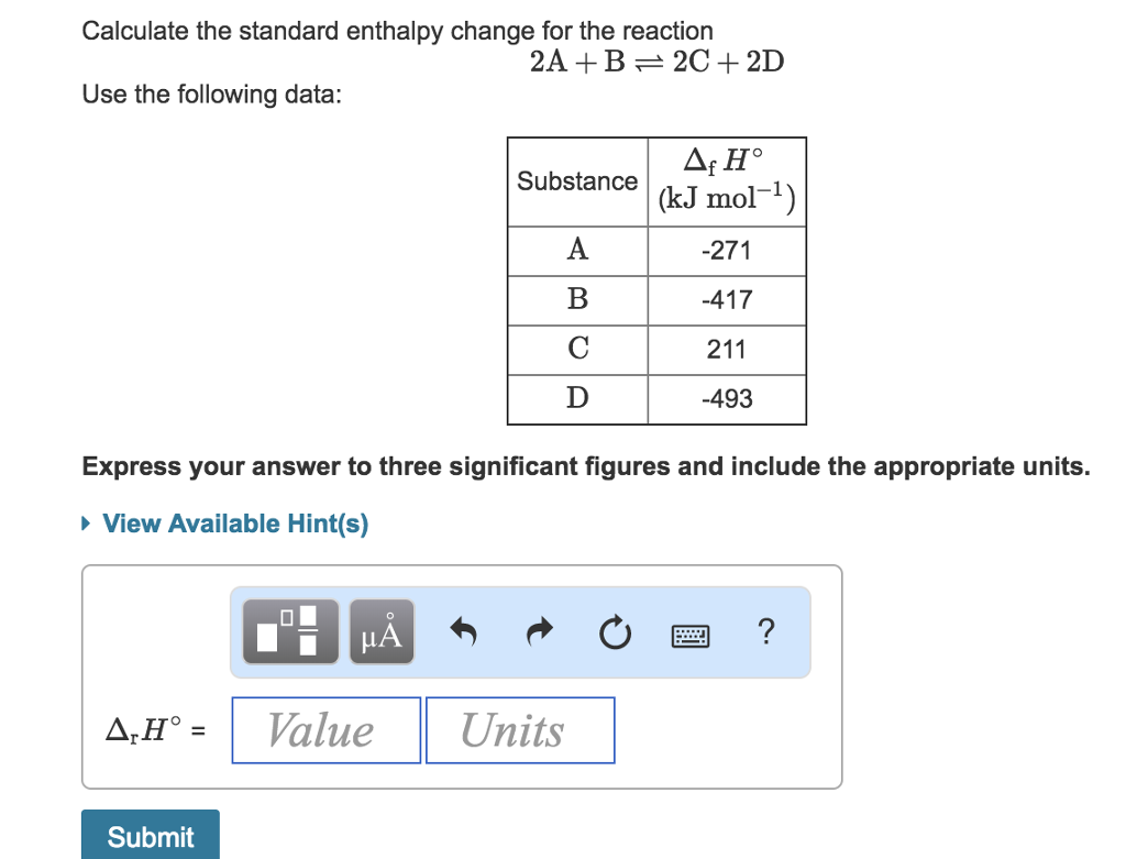 Solved Calculate the standard enthalpy change for the | Chegg.com