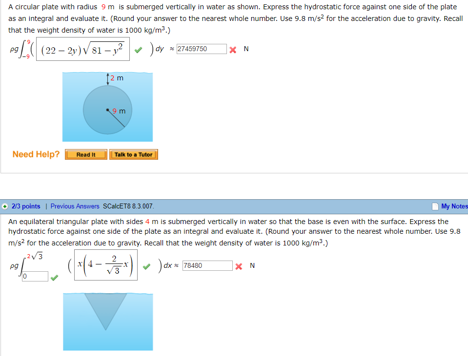 Solved A circular plate with radius 9 m is submerged | Chegg.com