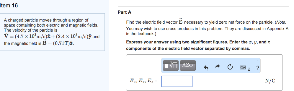 Solved A charged particle moves through a region of space | Chegg.com