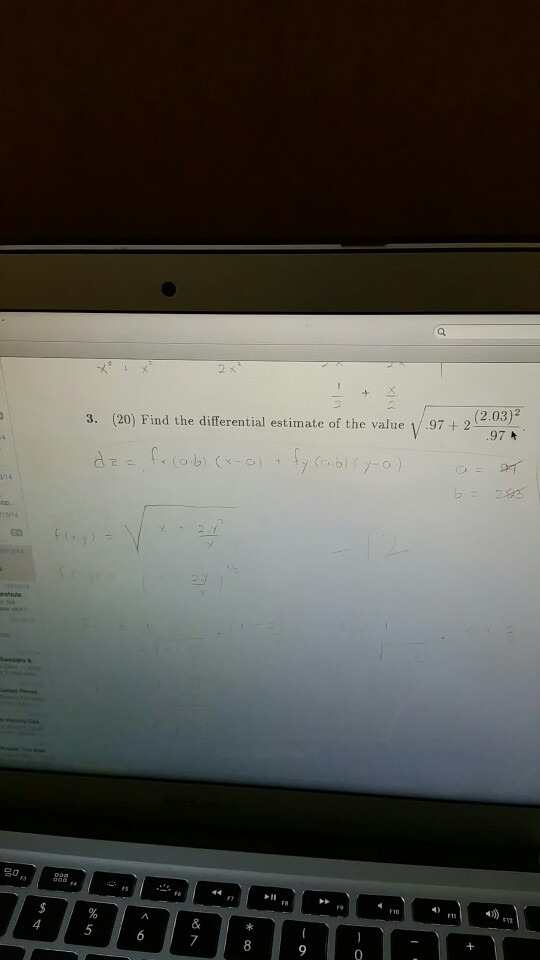 Solved 3. Find the differential estimate of the value | Chegg.com