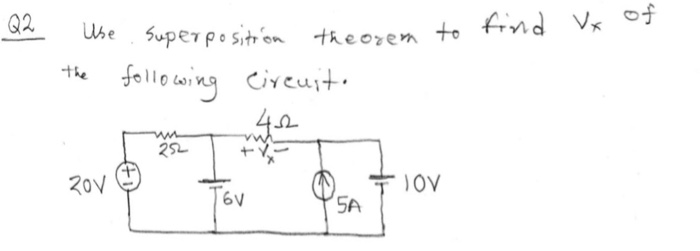 Solved Use to find Vx of the following circuit. | Chegg.com