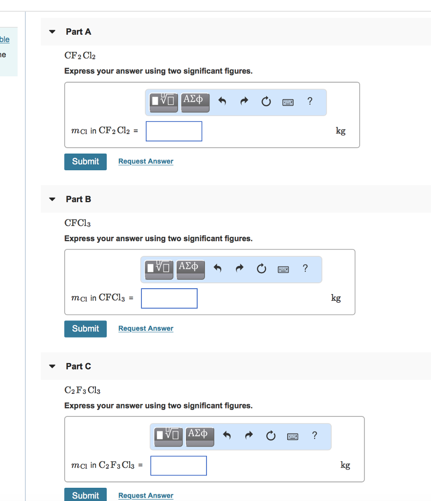 Part A ble CF2 Cl2 Express your answer using two | Chegg.com
