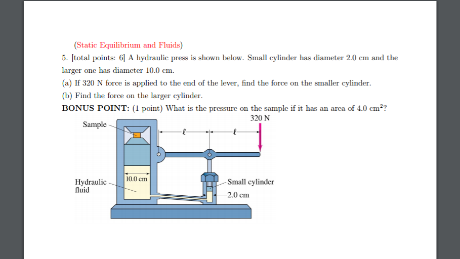 Solved Static Equilibrium and Fluids) 5. Itotal points: 61 A | Chegg.com