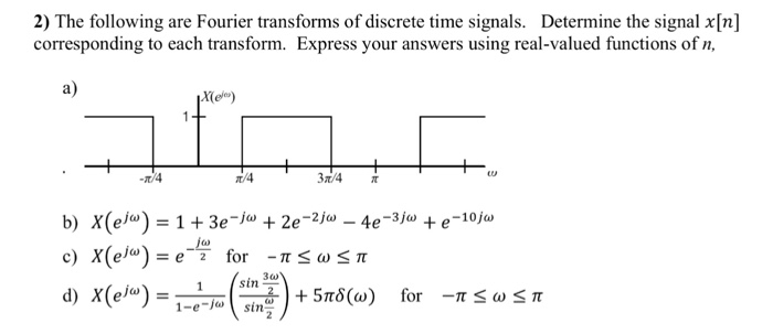 Solved The following are Fourier transforms of discrete time | Chegg.com