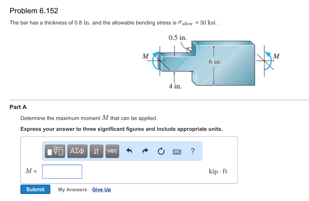 Solved Problem 6.152 The bar has a thickness of 0.8 n. and | Chegg.com