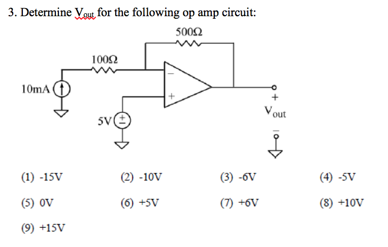 Solved Determine V_out for the following op amp circuit: | Chegg.com