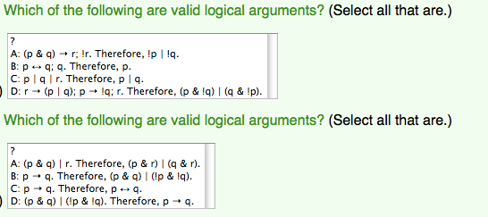Solved Which of the following are valid logical arguments? | Chegg.com