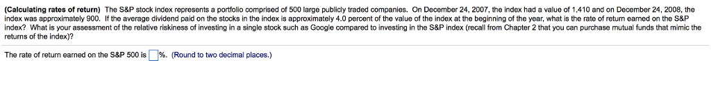 Solved (Calculating rates of return) The S&P stock index | Chegg.com