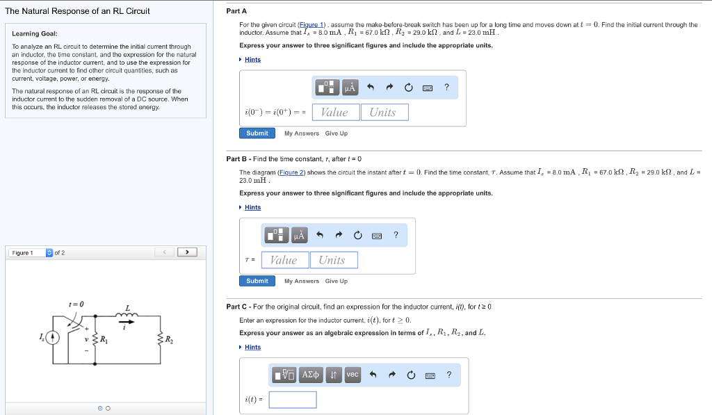 Solved The Natural Response of an RL Circuit Part A assume | Chegg.com