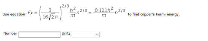 Solved (16 ,) , Use equation F = nas- to find copper's Fermi | Chegg.com