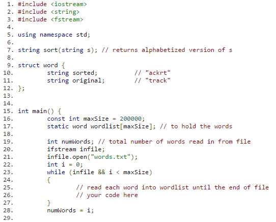 Solved Unscramble program. The language I'm using is C++. I | Chegg.com