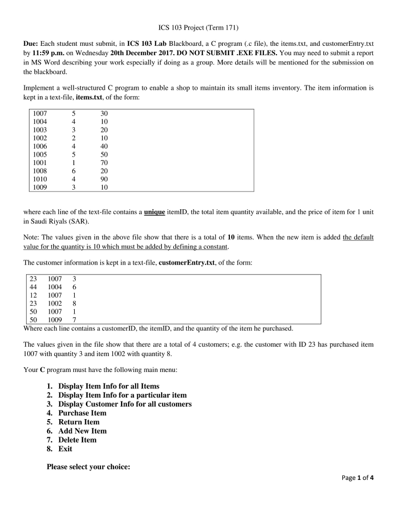 Solved C program to enable a shop to maintain its small | Chegg.com