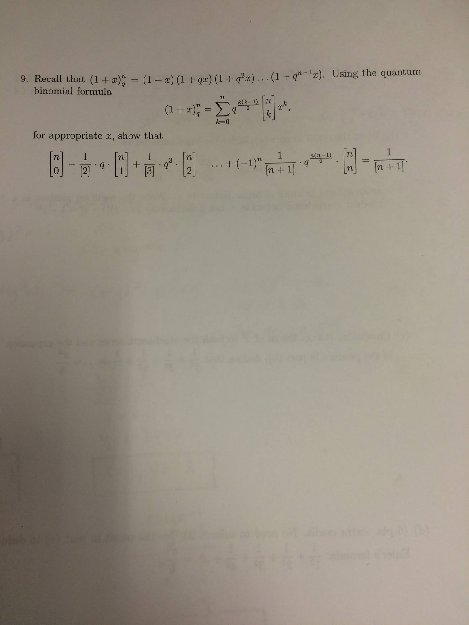 Solved: Recall That (1 + X)_q^n = (1 + X) (1 + Qx) (1 + Q^... | Chegg.com