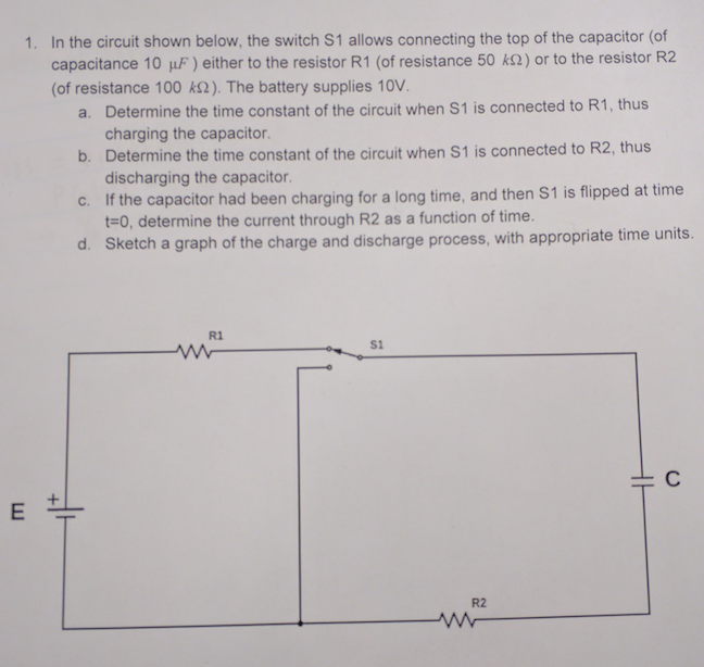 Solved In the circuit shown below, the switch S 1 allows | Chegg.com