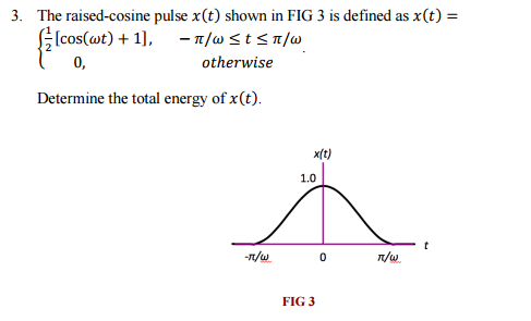 Solved The raised-cosine pulse x(t) shown in FIG 3 is | Chegg.com
