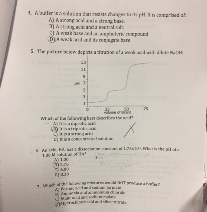 Solved A buffer is a solution that resists changes to its | Chegg.com