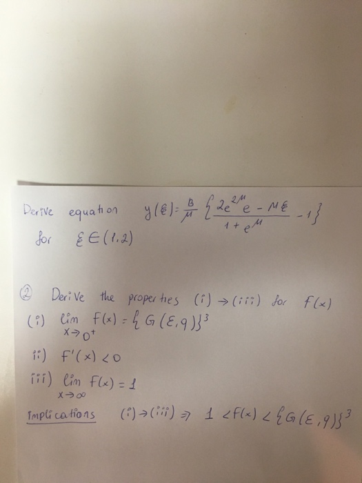 Derive equation y(Xi) = B/Mu{2e^2Mu e - Mu Xi/1 + | Chegg.com