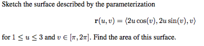 Solved Sketch the surface described by the parameterization | Chegg.com