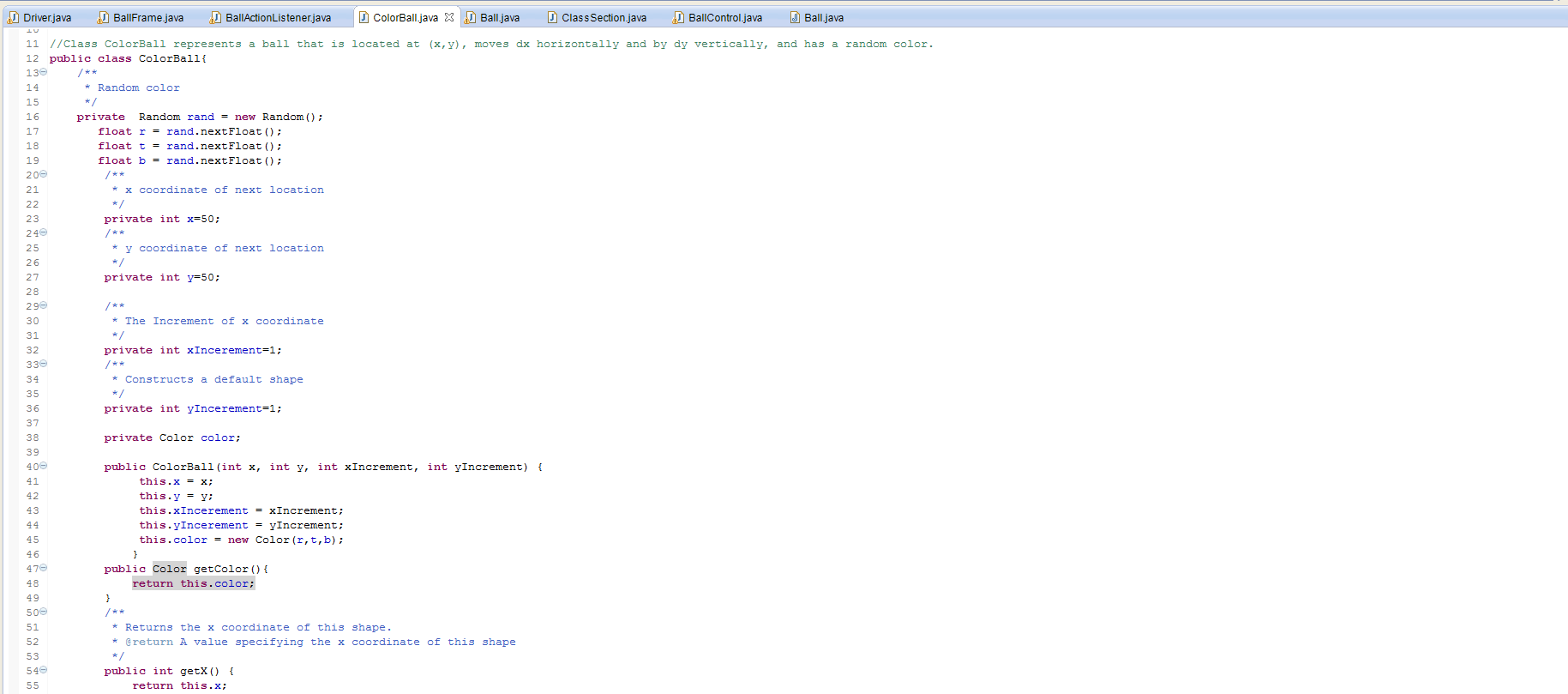 Solved I'm supposed to have a program where a ball is | Chegg.com